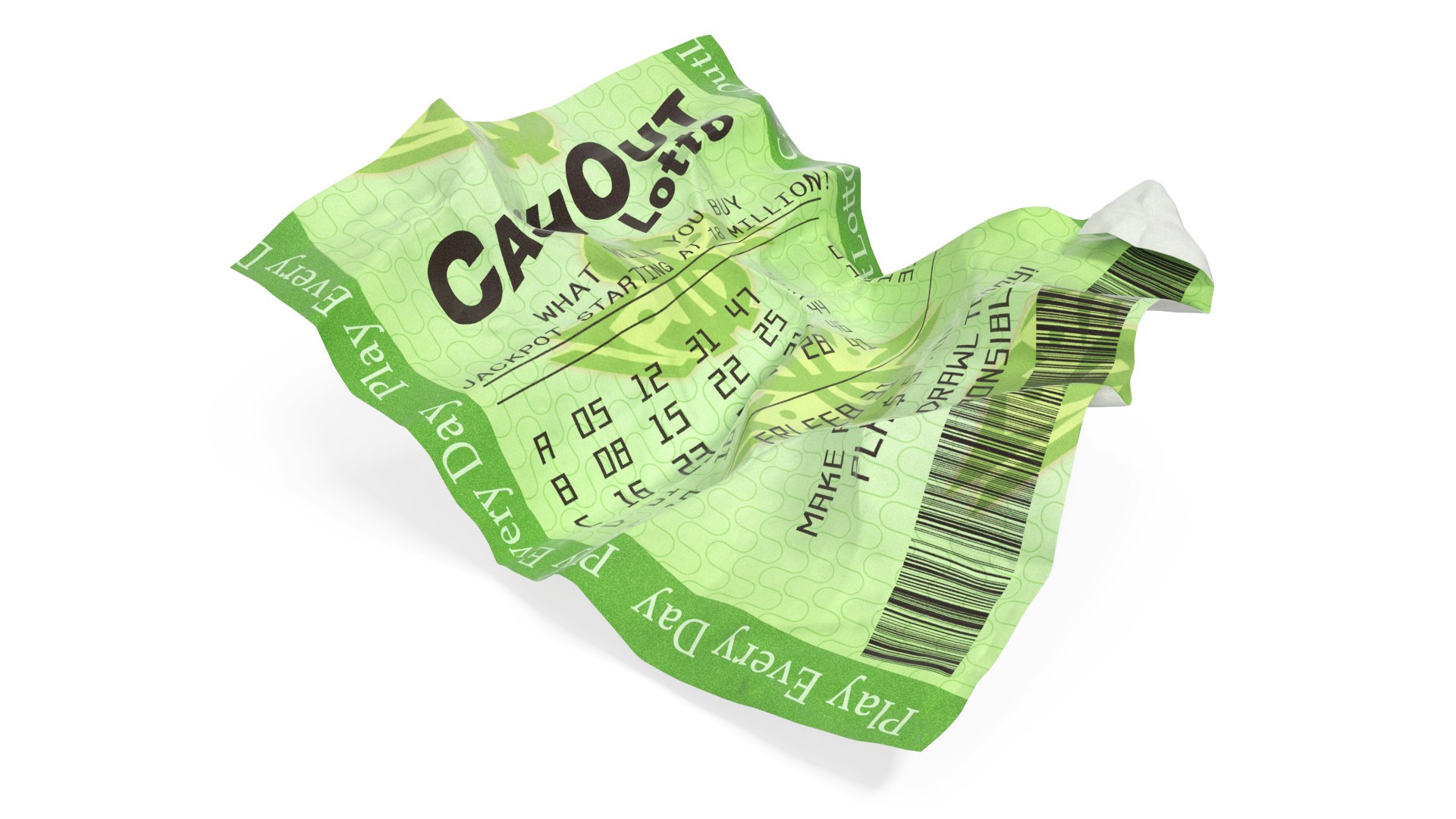 Wrinkled Ticket Of Cash Out Lotto Lottery 3D Model - TurboSquid 2022800