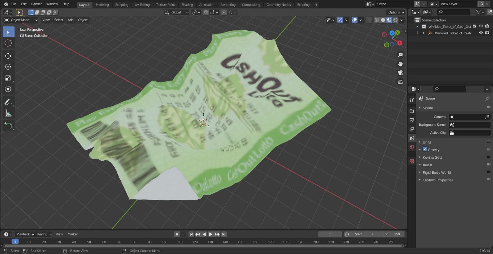 Wrinkled Ticket of Cash Out Lotto Lottery 3D model - TurboSquid 2022800