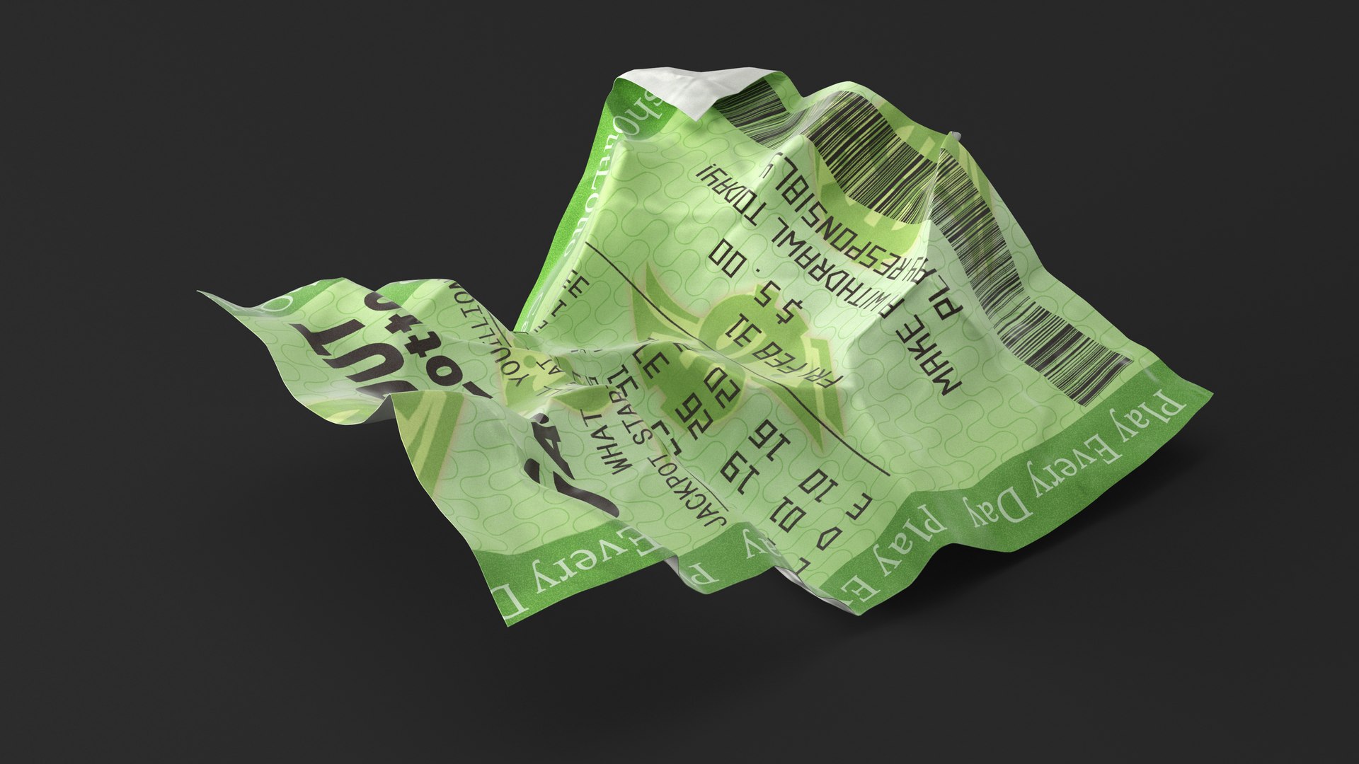 Wrinkled Ticket Of Cash Out Lotto Lottery 3D Model - TurboSquid 2022800