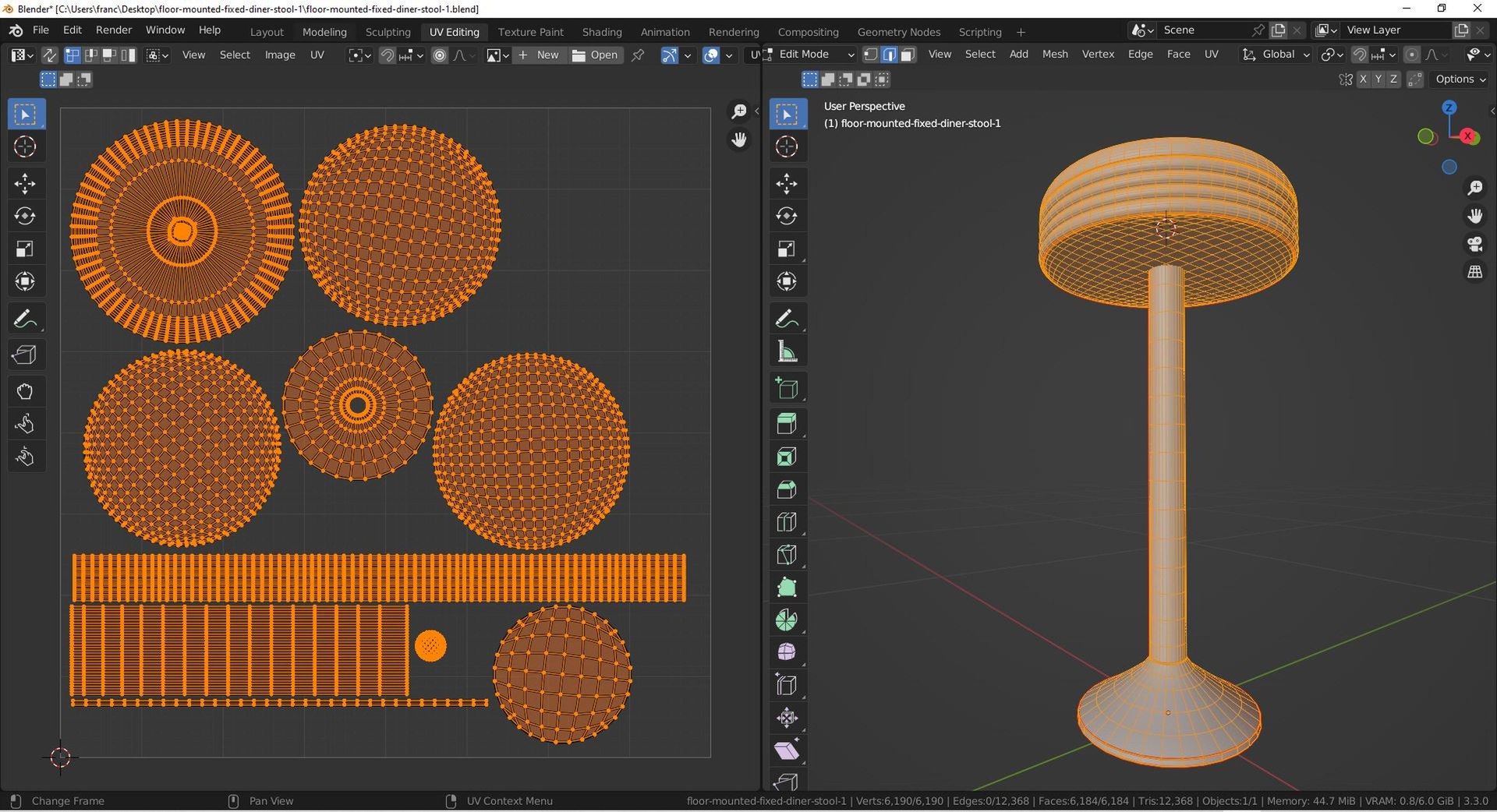 3D Floor Mounted Fixed Diner Stool 1 - TurboSquid 2074535