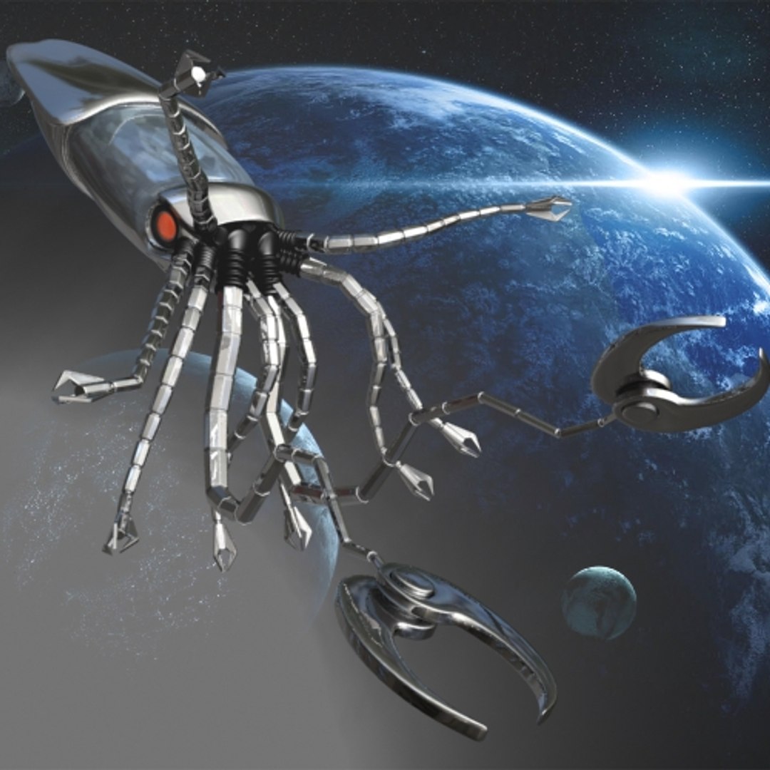 3d Model Of Robot Squid Spacecraft Rigged