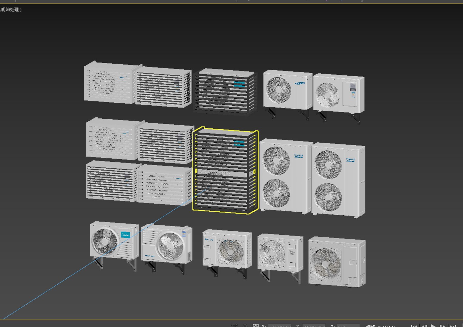 3D Model Air Conditioner Collection Outdoor AC Unit Double Air ...