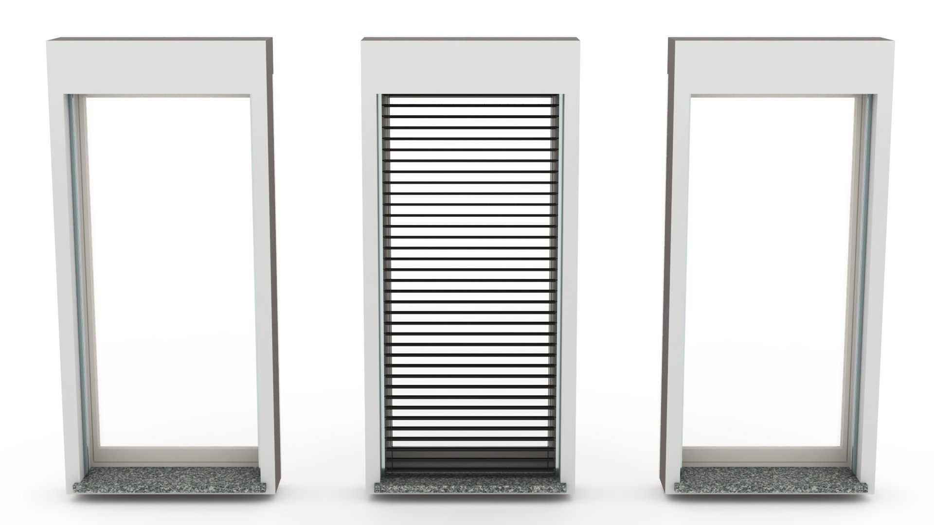 PVC French window with blinds down - Full wall section 3D - TurboSquid ...