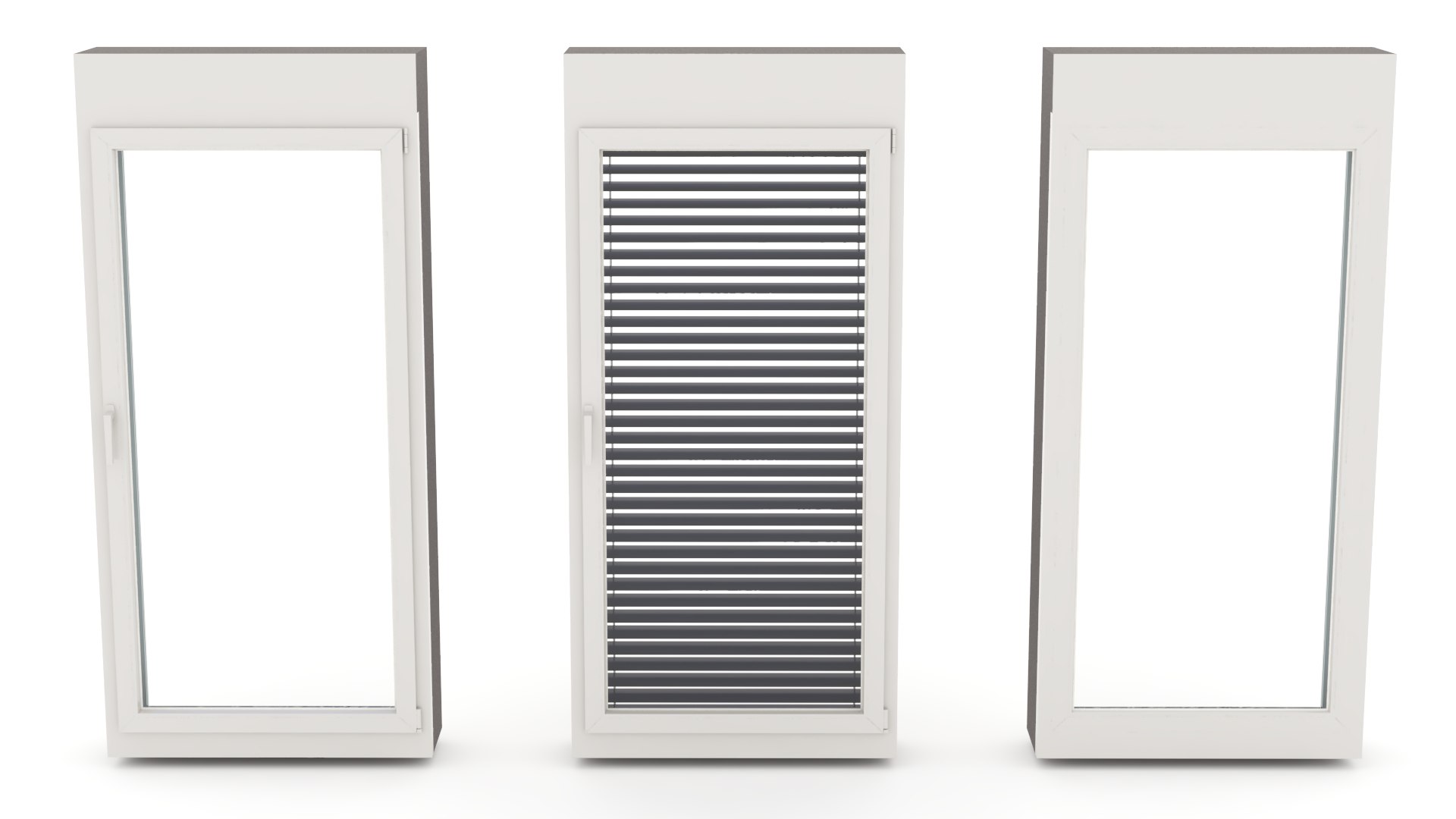 PVC French window with blinds down - Full wall section 3D - TurboSquid ...