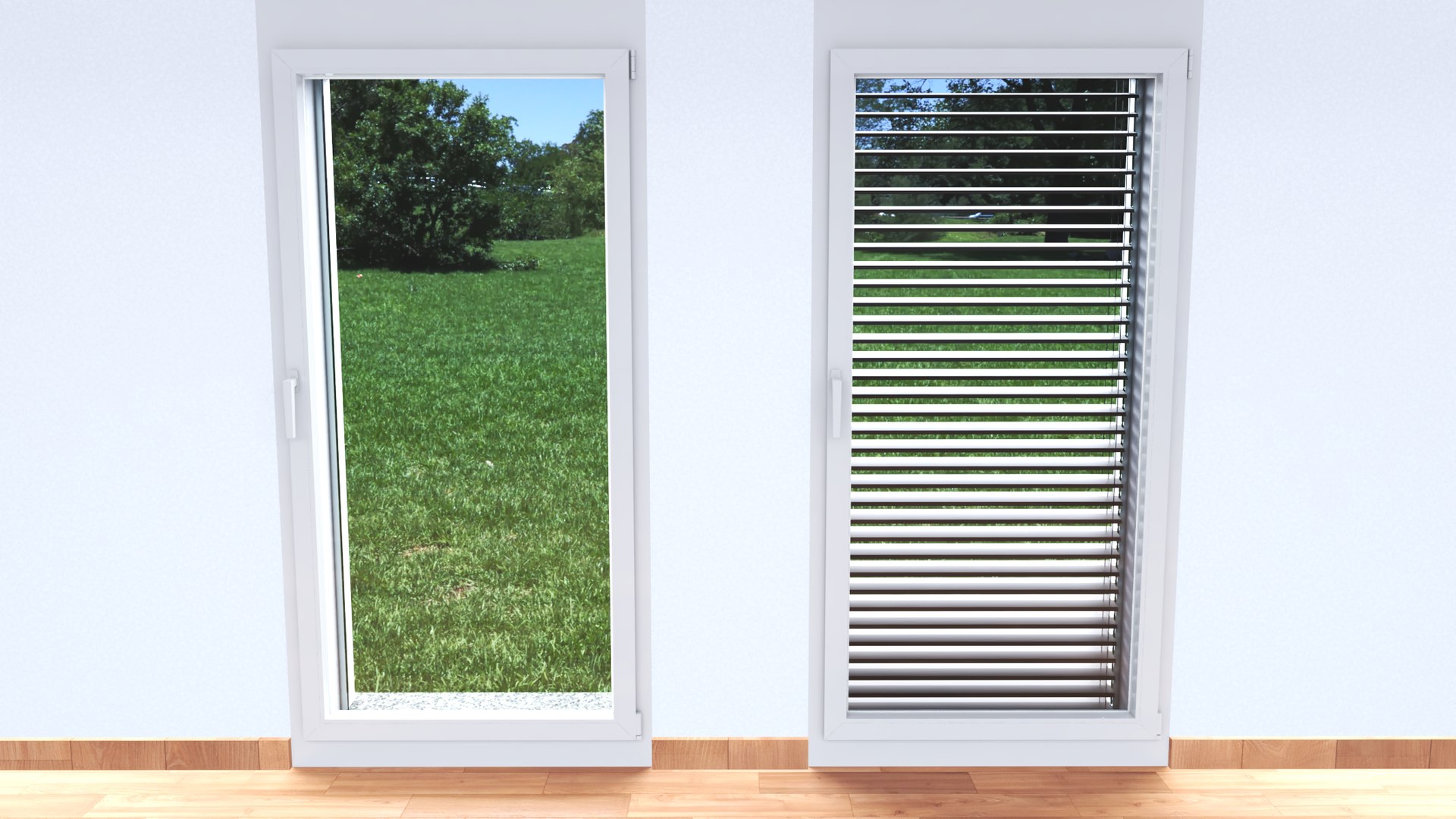 PVC French window with blinds down - Full wall section 3D - TurboSquid ...