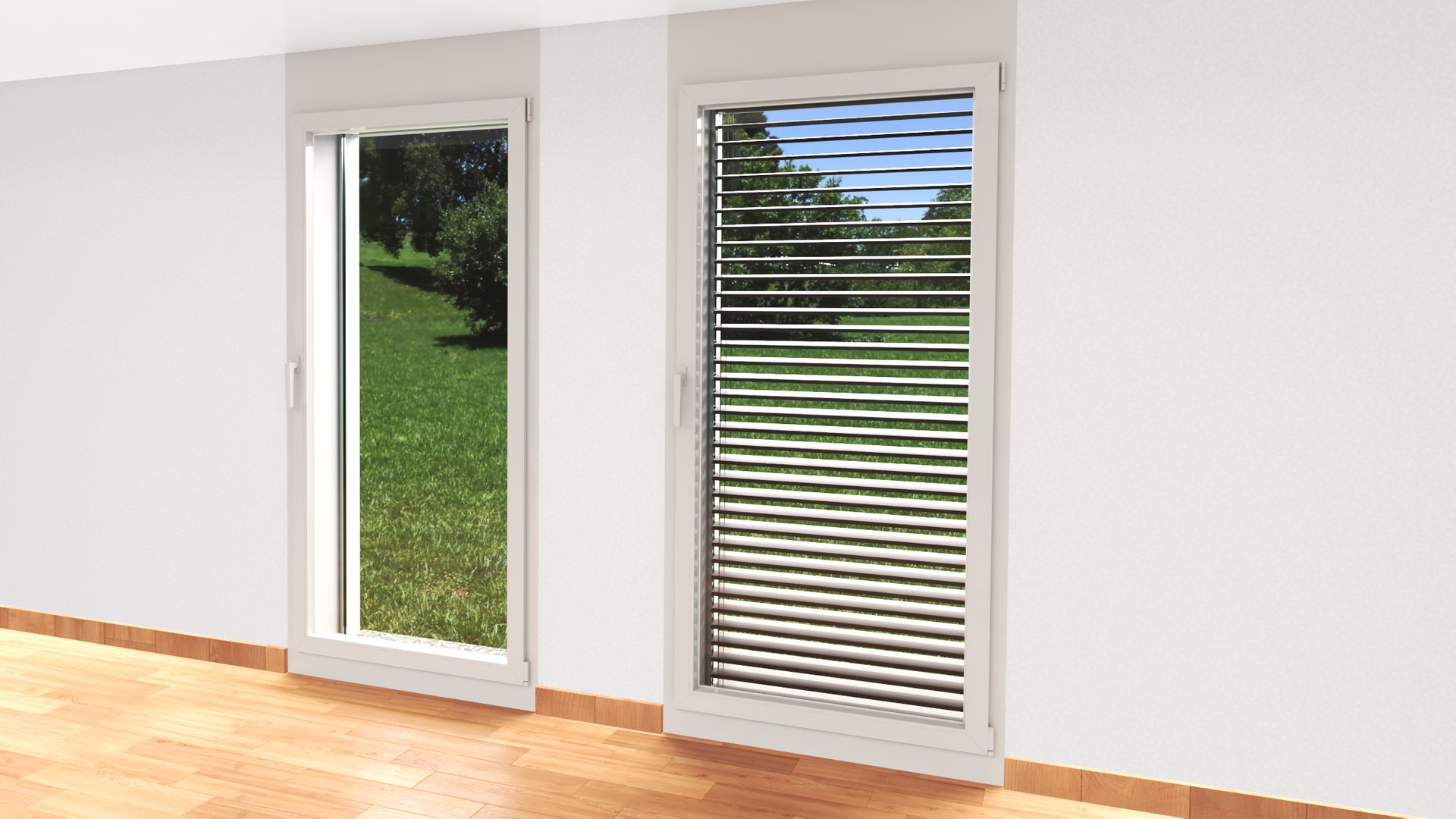PVC French window with blinds down - Full wall section 3D - TurboSquid ...