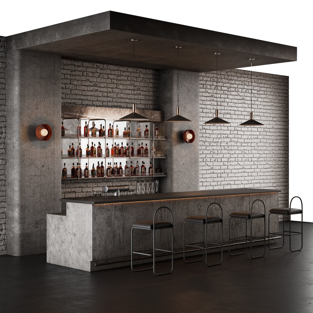 3D Model Loft Bar Counter - TurboSquid 2123747