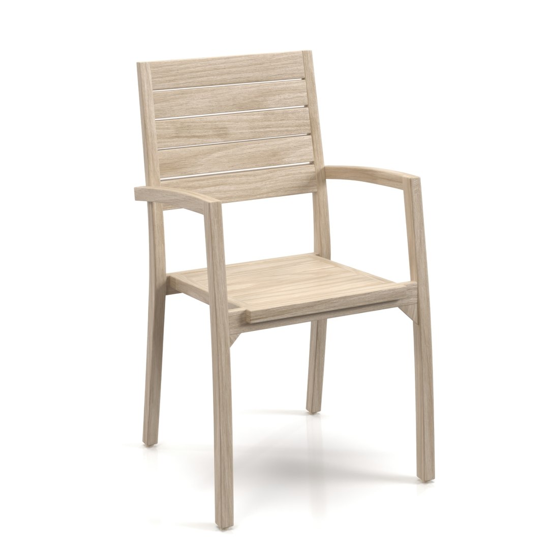 3D Vista Slatted Teak Stacking Chair PBR Model - TurboSquid 2205635
