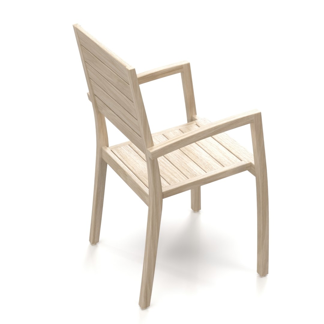 3D Vista Slatted Teak Stacking Chair PBR Model - TurboSquid 2205635