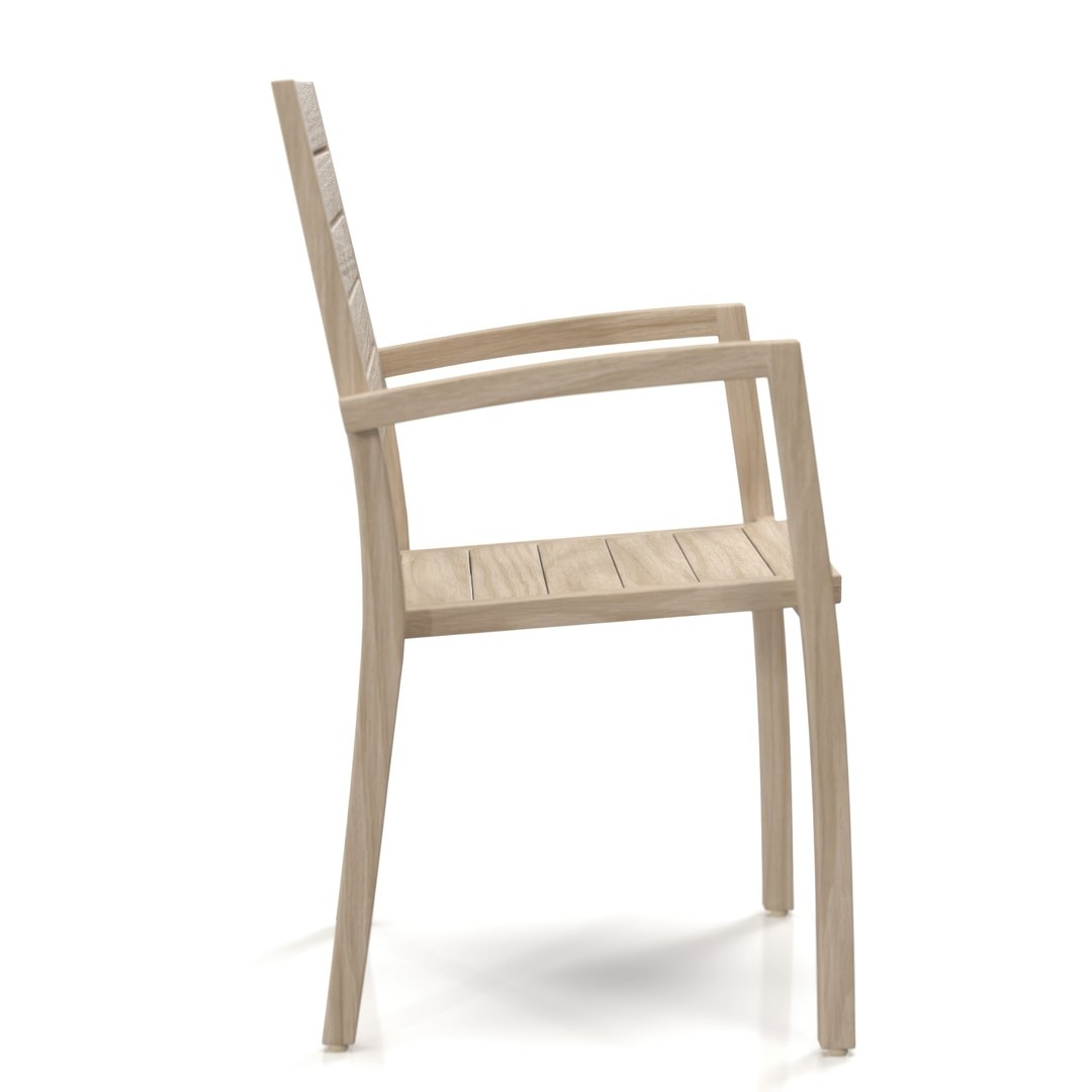 3D Vista Slatted Teak Stacking Chair PBR Model - TurboSquid 2205635