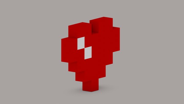 3D model 8 bit red heart icon low poly - TurboSquid 1945371