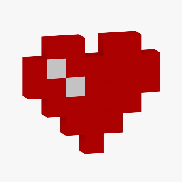 3D model 8 bit red heart icon low poly - TurboSquid 1945371