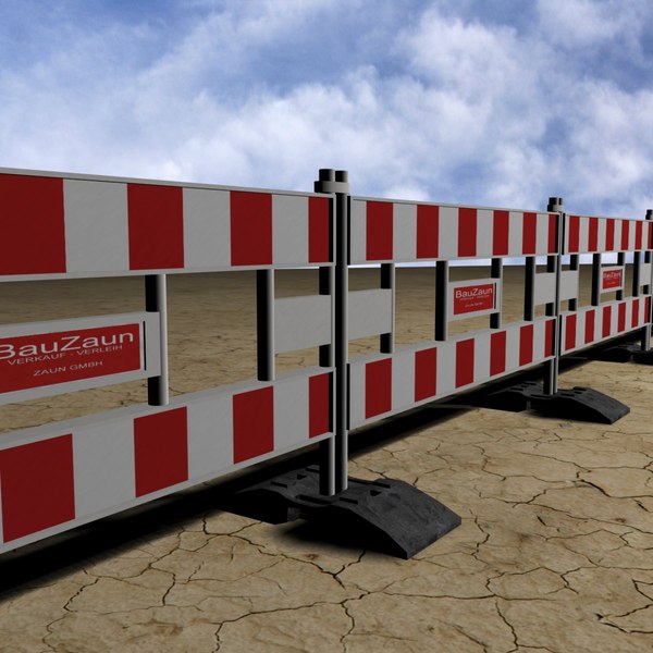 3d red-white construction barrier