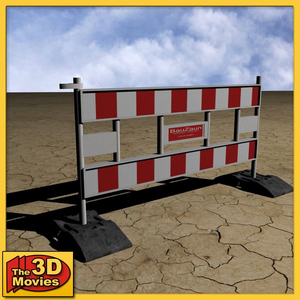 3d red-white construction barrier