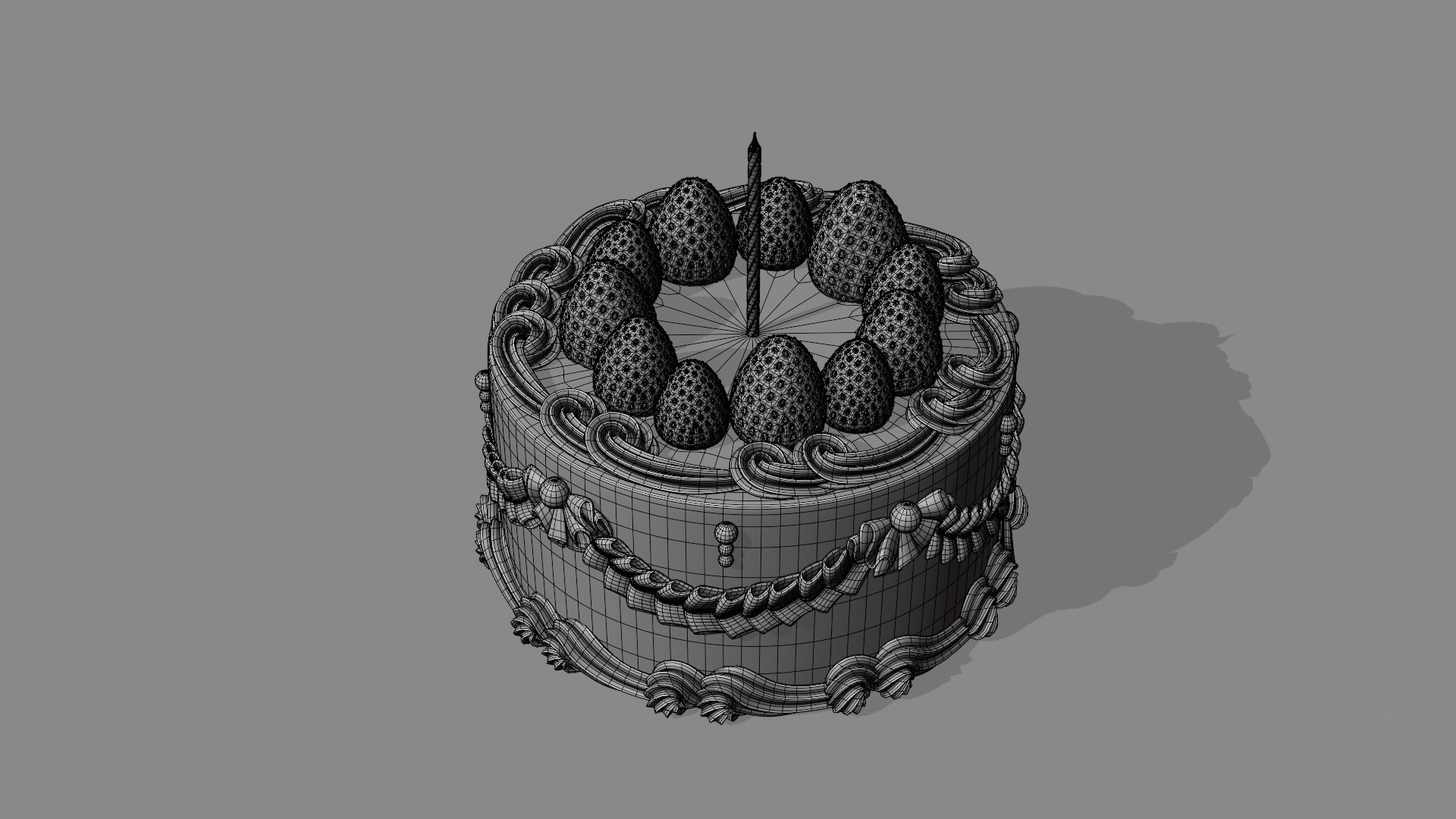 Vintage Strawberry Cake 3D Model - TurboSquid 2324357