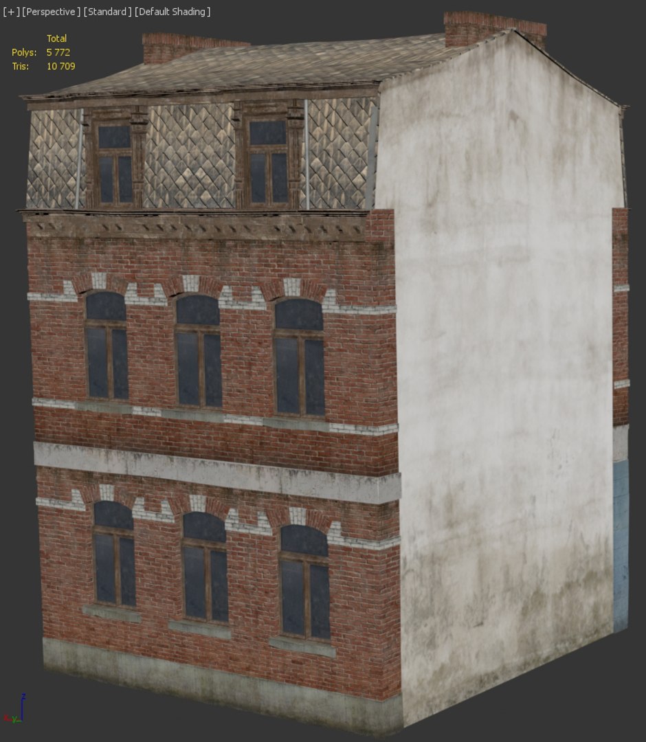 3d Old Brick Building Model