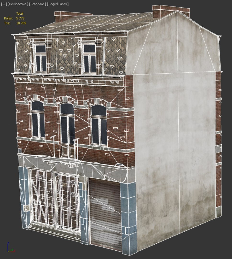 3d Old Brick Building Model