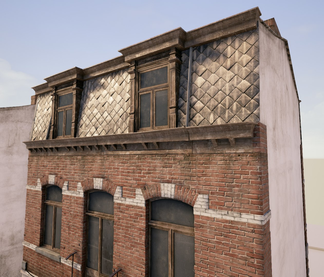 3d Old Brick Building Model