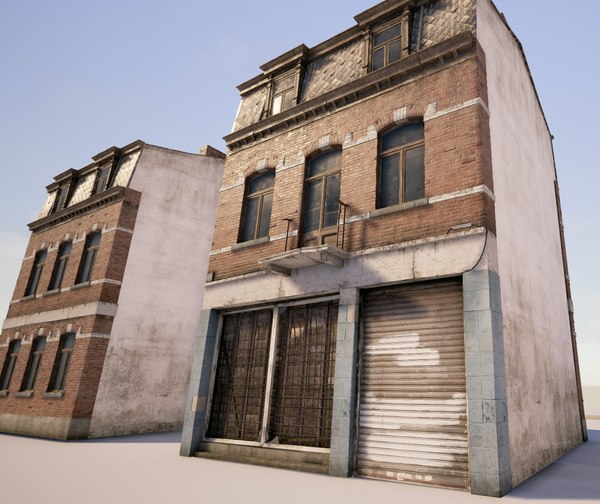 3d old brick building model