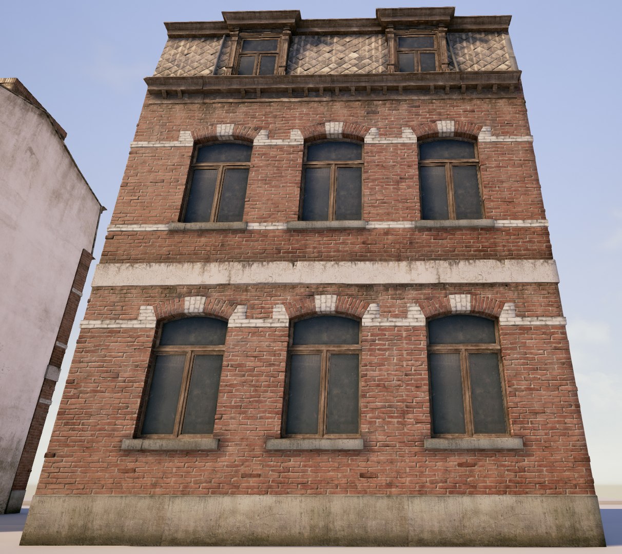 3d Old Brick Building Model