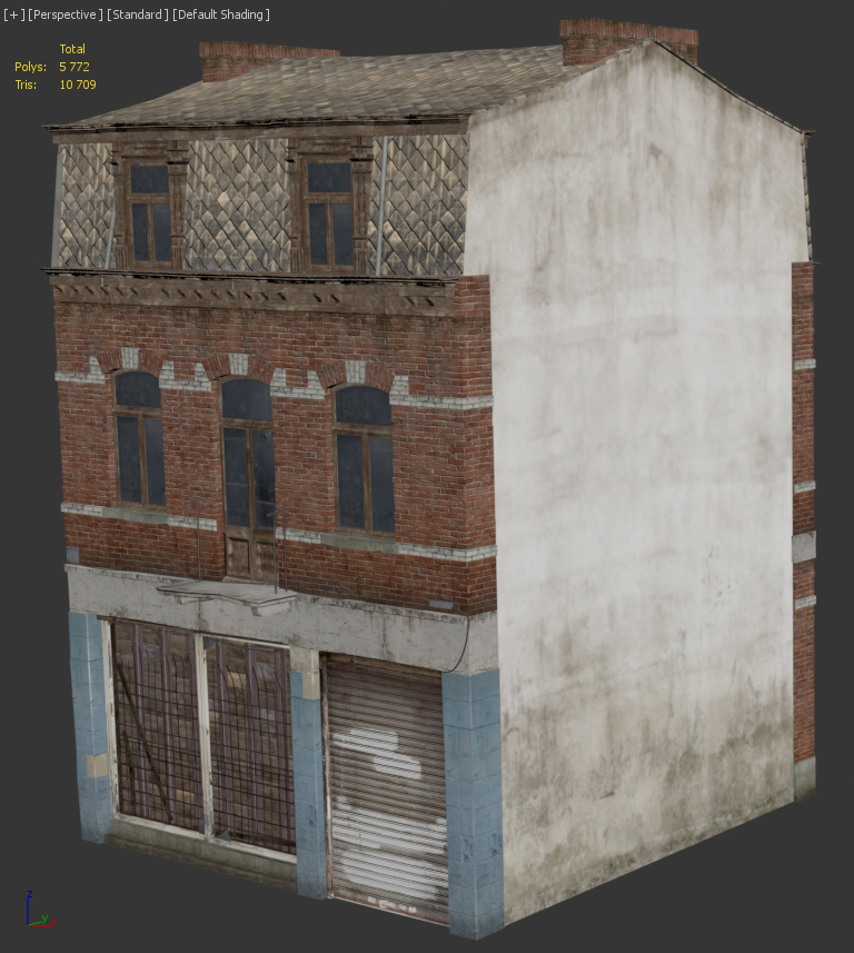 3d old brick building model