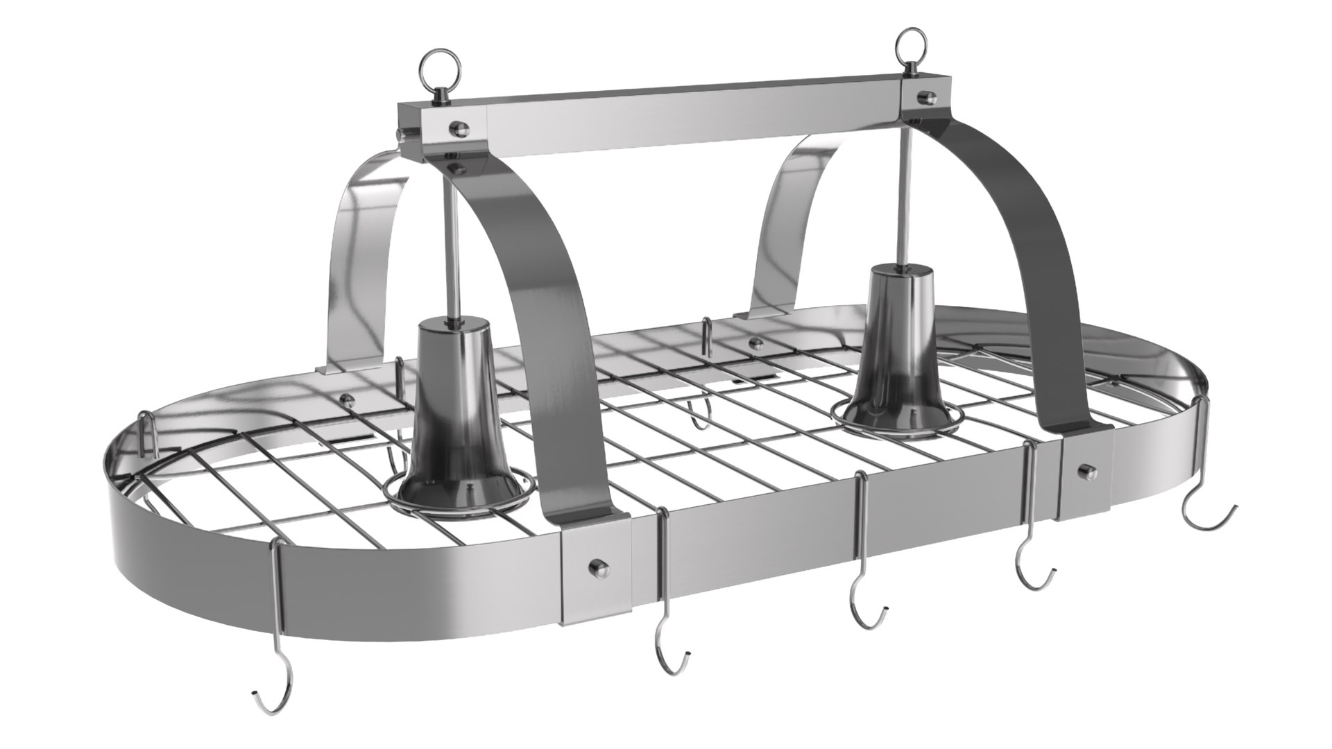 Oval Ceiling Kitchen Pot Rack with Hooks Silver 3D - TurboSquid 2154482