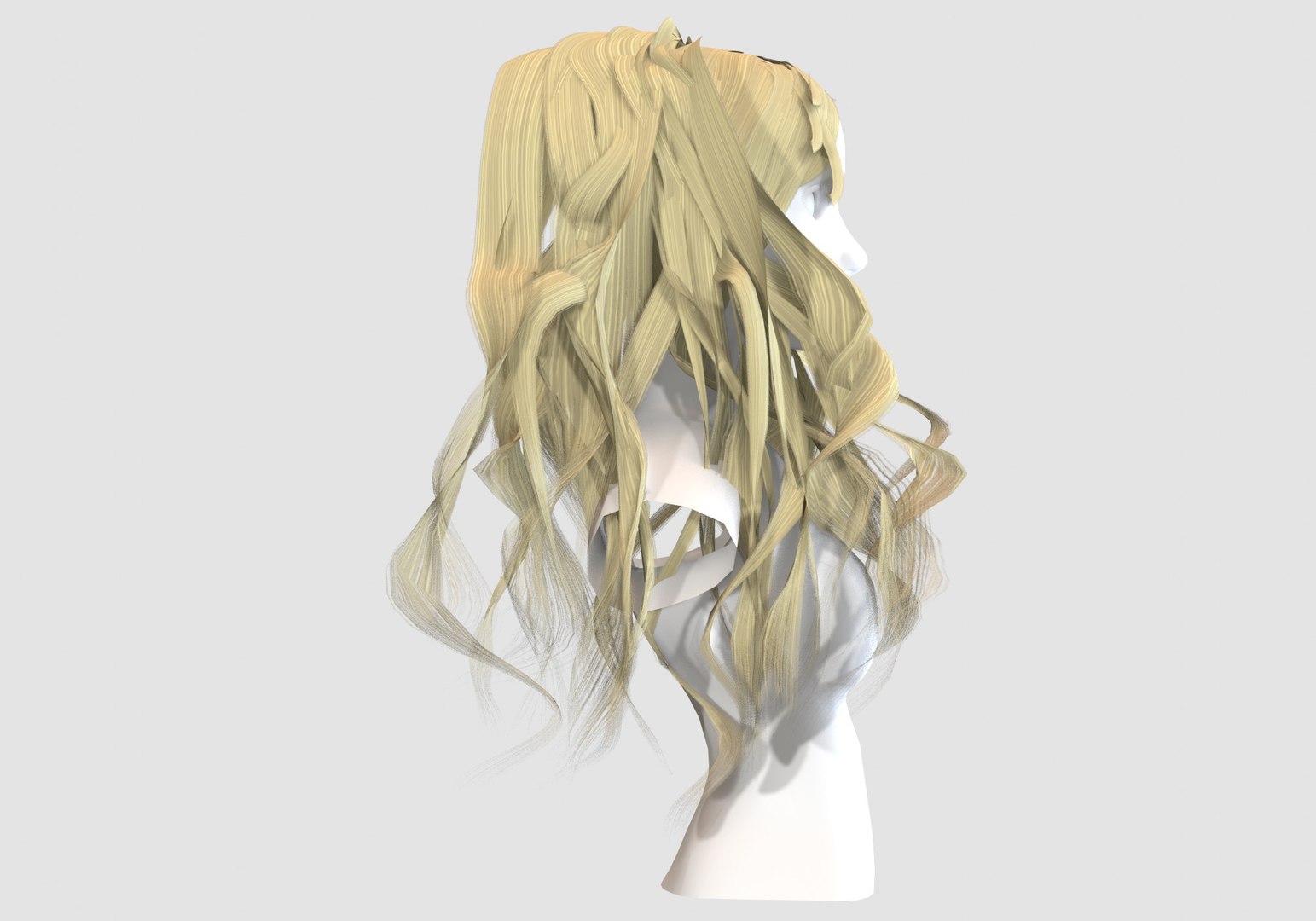 Wavy Pigtail Hairstyle Model - TurboSquid 1933186