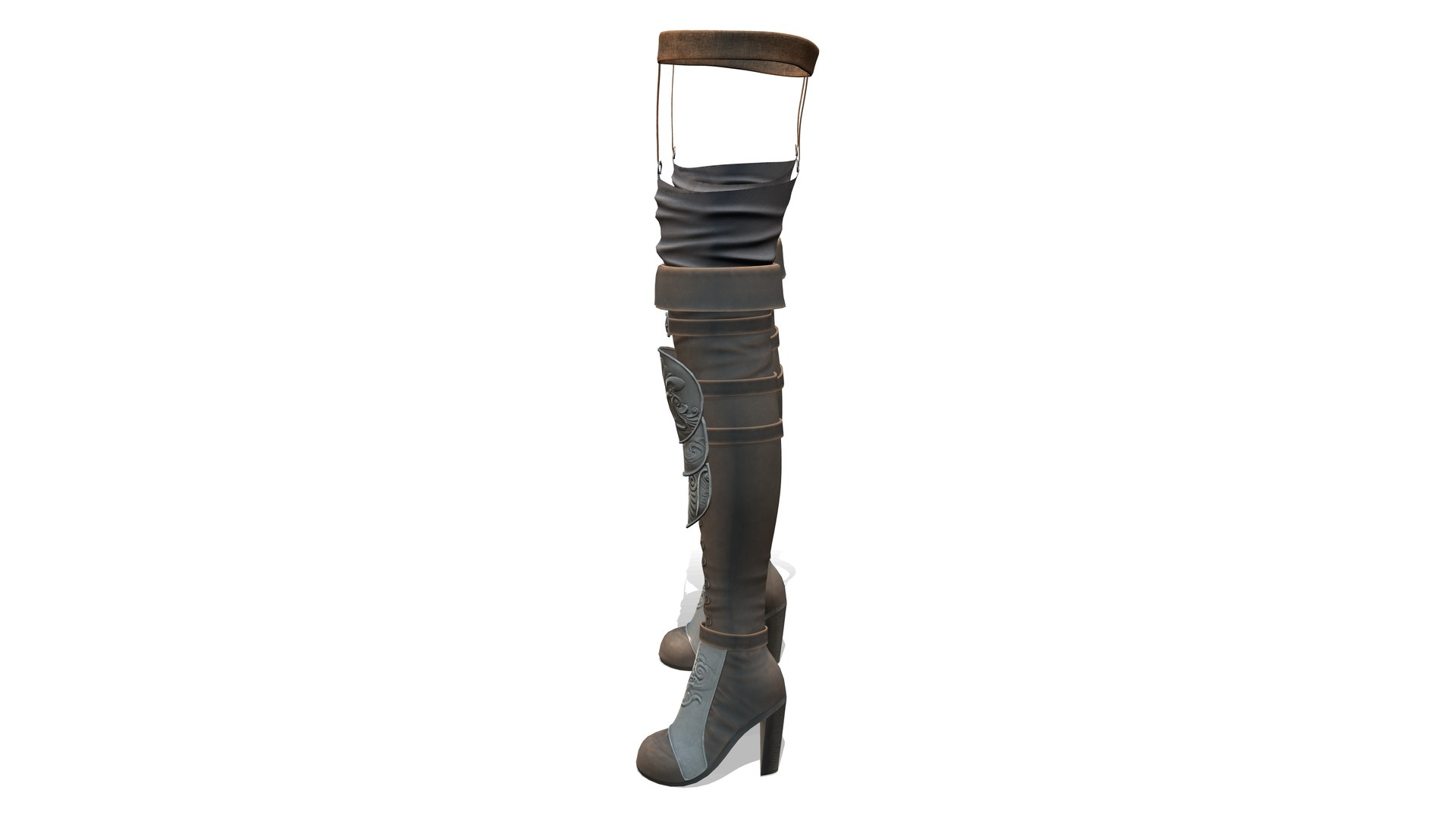 Warrior High Heel Thigh Boots With Guards 3D Model - TurboSquid 1996413