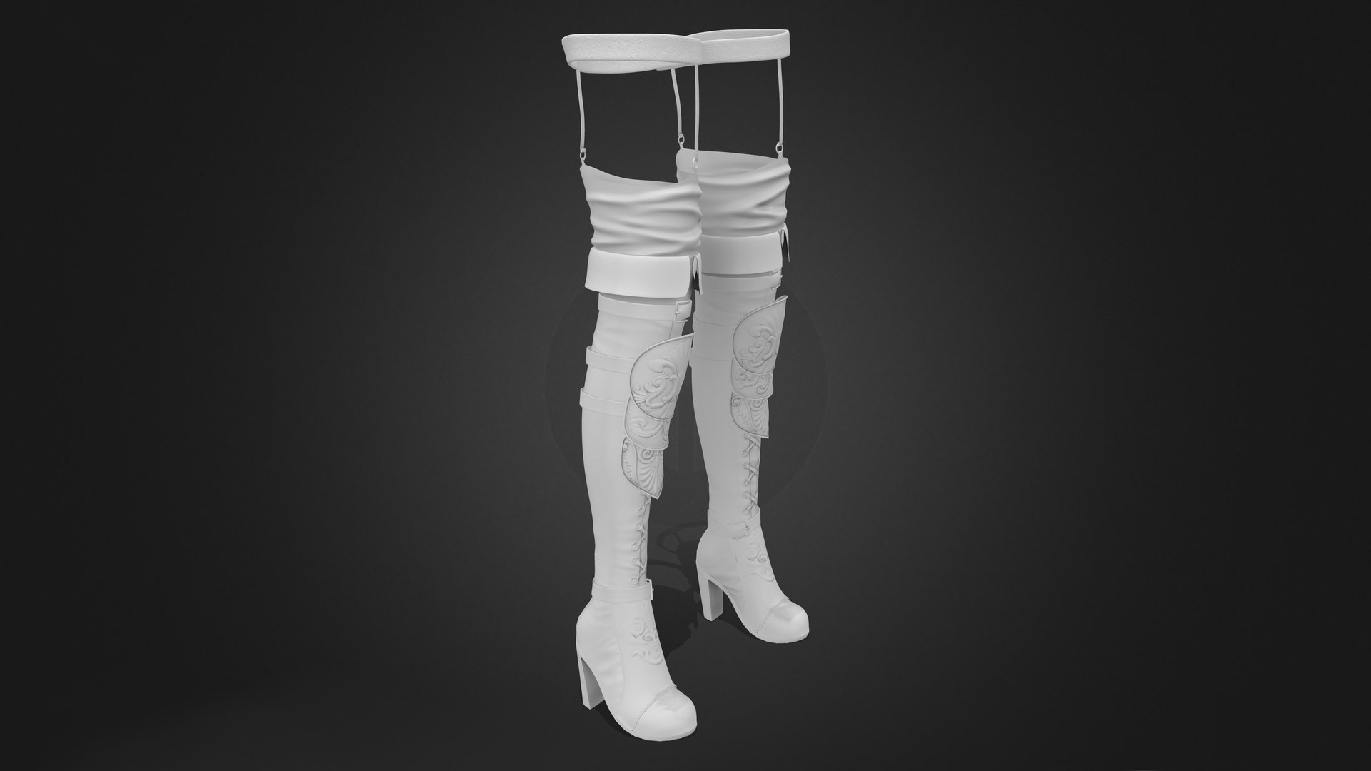 Warrior High Heel Thigh Boots With Guards 3D Model - TurboSquid 1996413