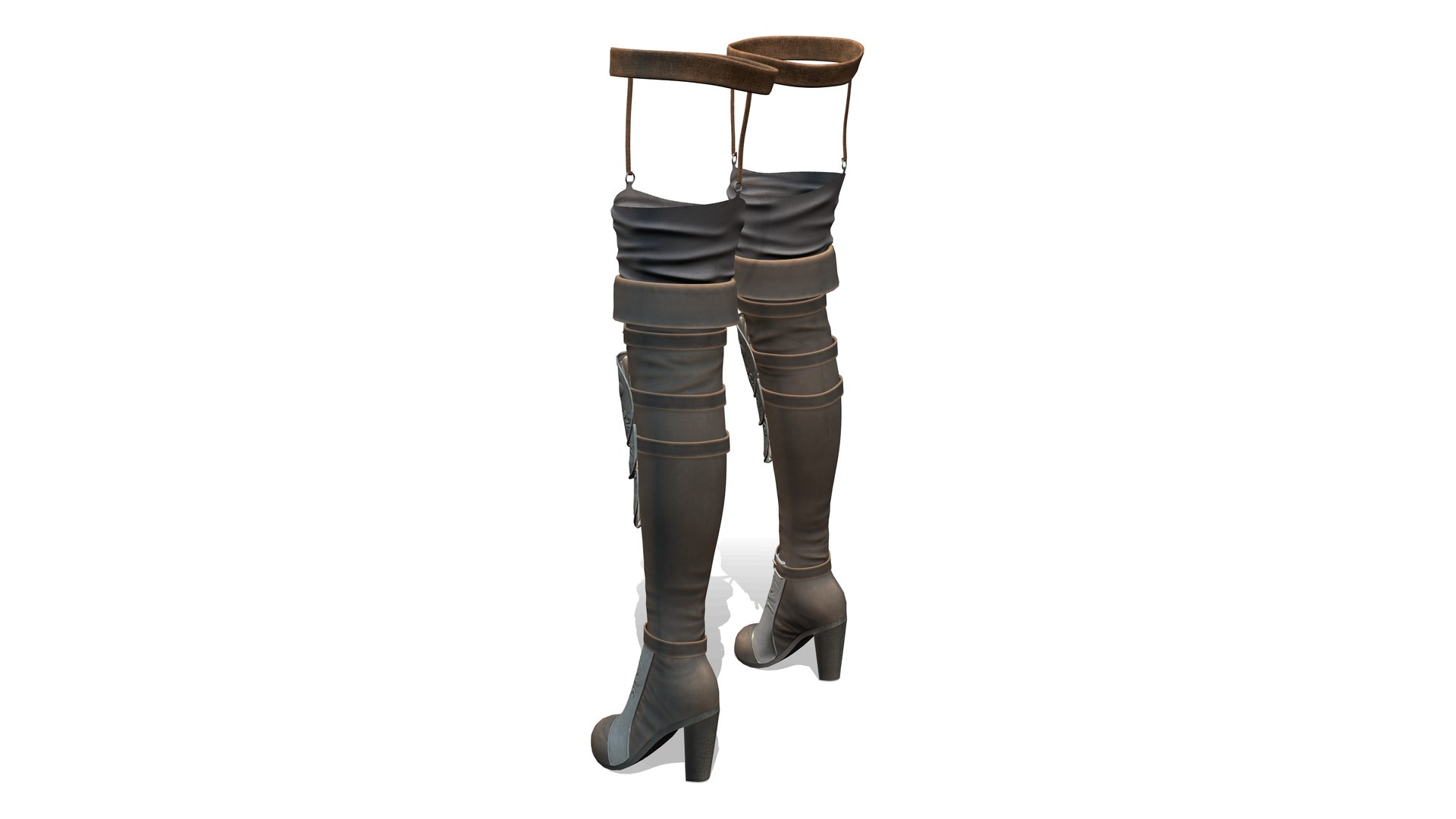 Warrior High Heel Thigh Boots With Guards 3D Model - TurboSquid 1996413