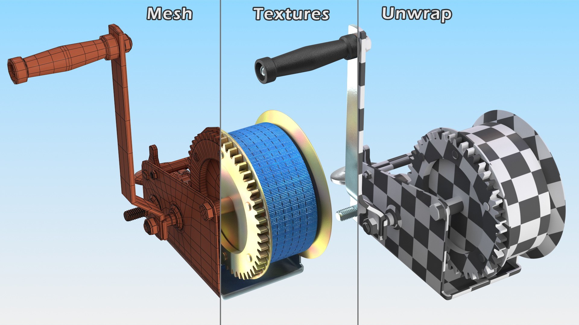 3D Hand Crank Winch With Polyester Strap - TurboSquid 1864965