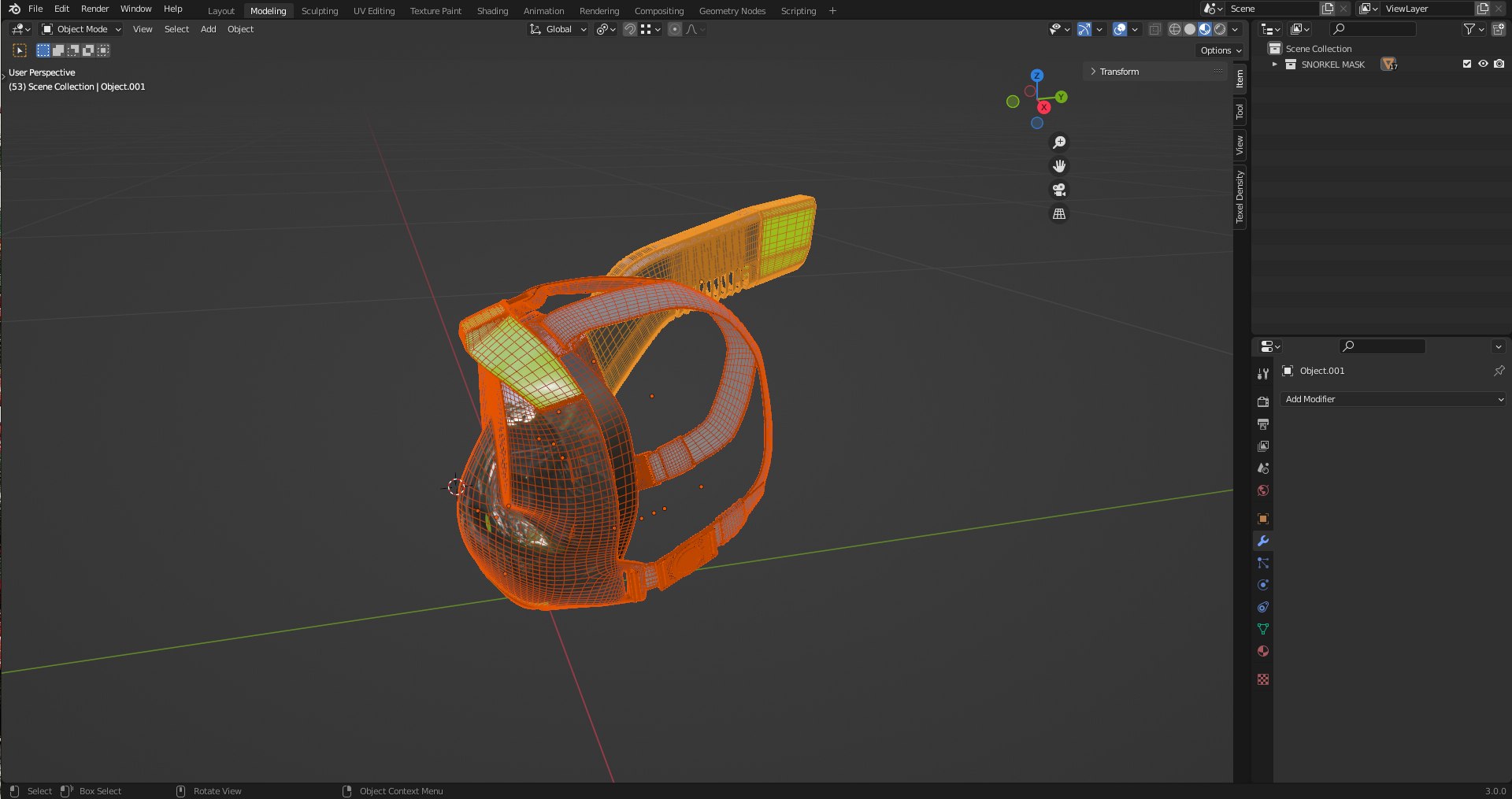 3D Model V3 Face Snorkel Mask Citrus - TurboSquid 2245473