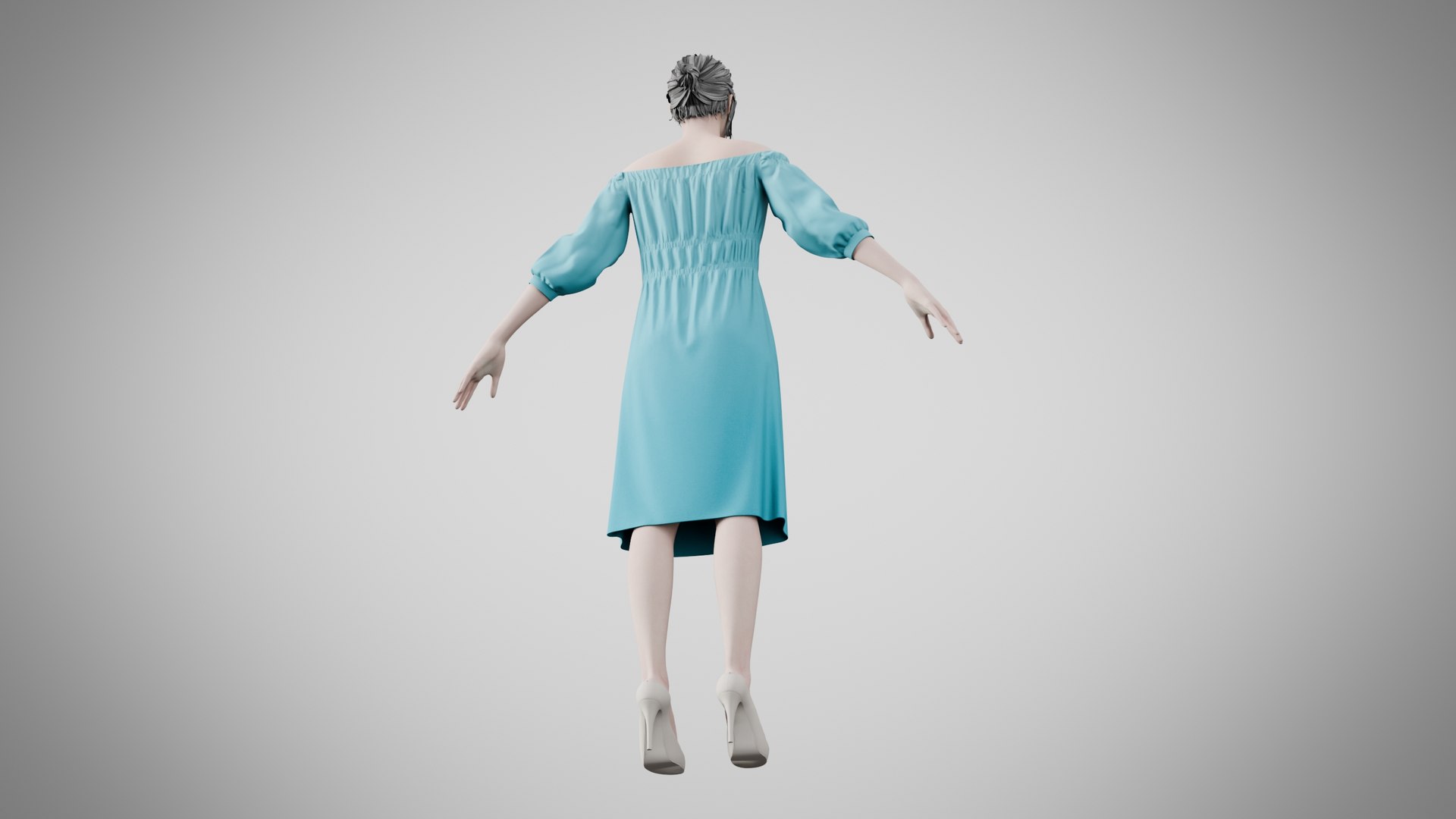 3D Dress 16 Sky Blue Model - TurboSquid 2459145