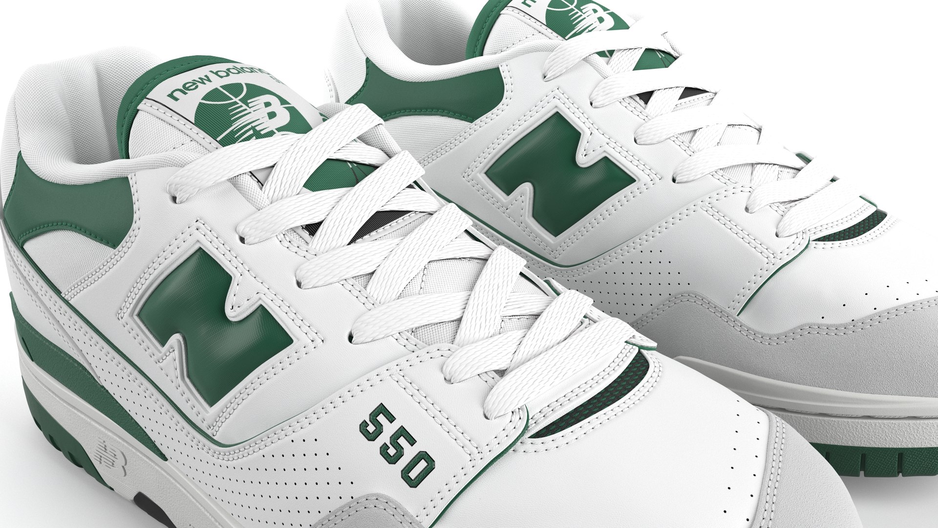 3D New Balance 550 White Green PBR - TurboSquid 2016067