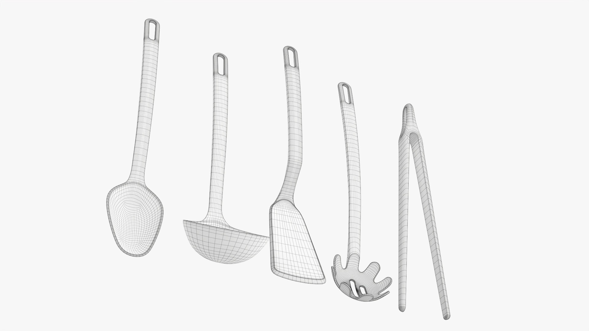 Kitchen 5-piece utensil set 3D model - TurboSquid 1739668