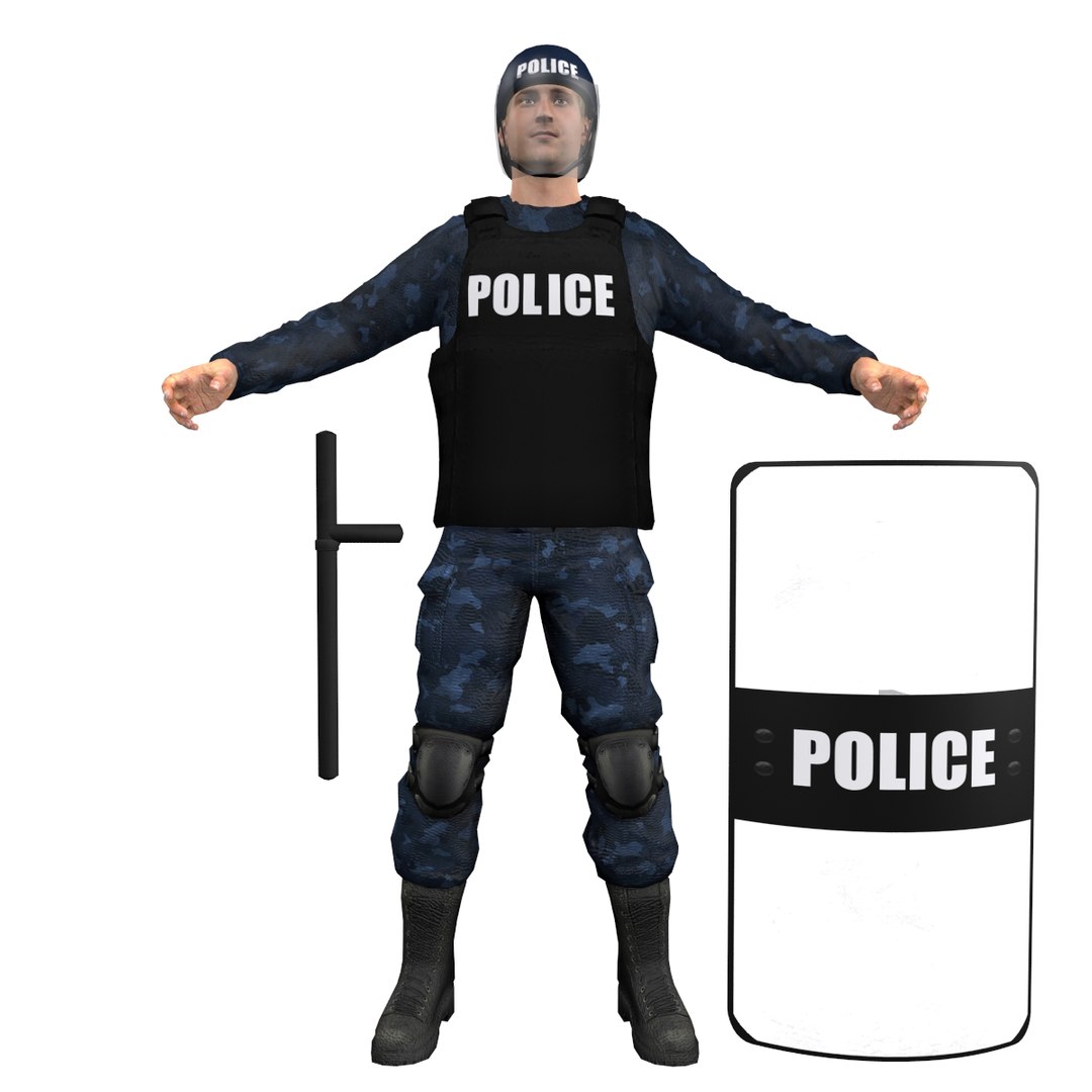 Riot Police Officer 3d Obj