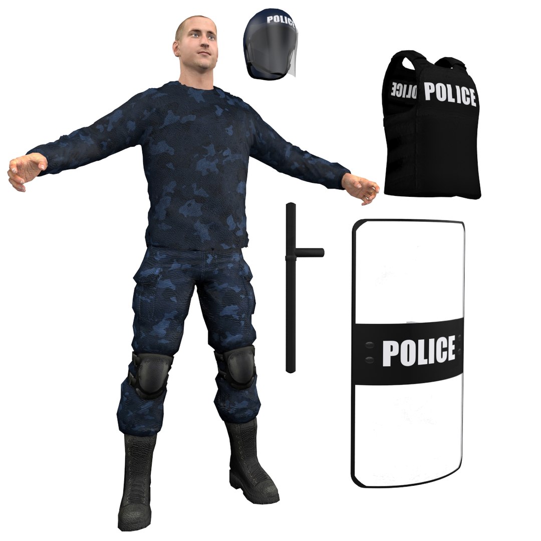Riot Police Officer 3d Obj