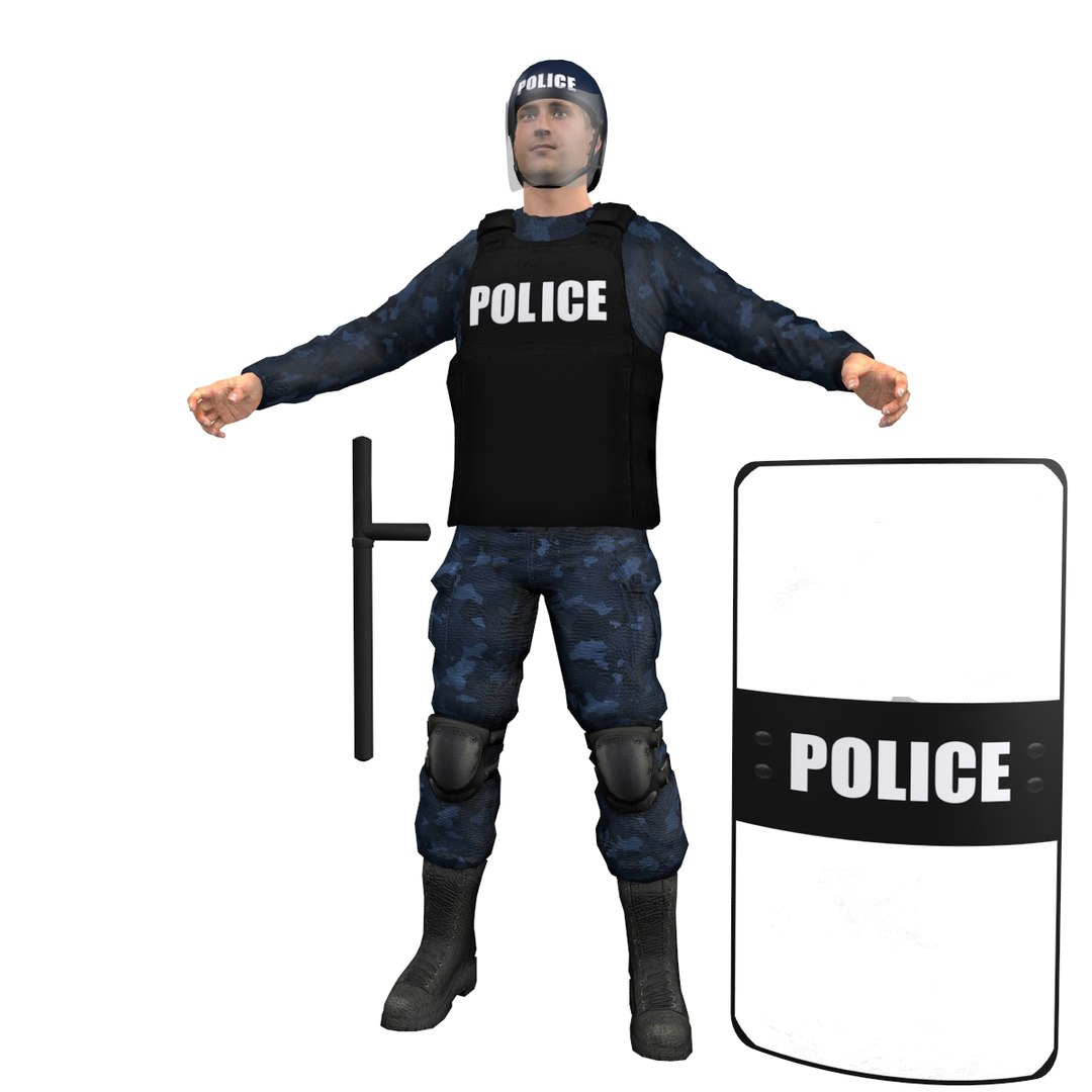 Riot Police Officer 3d Obj