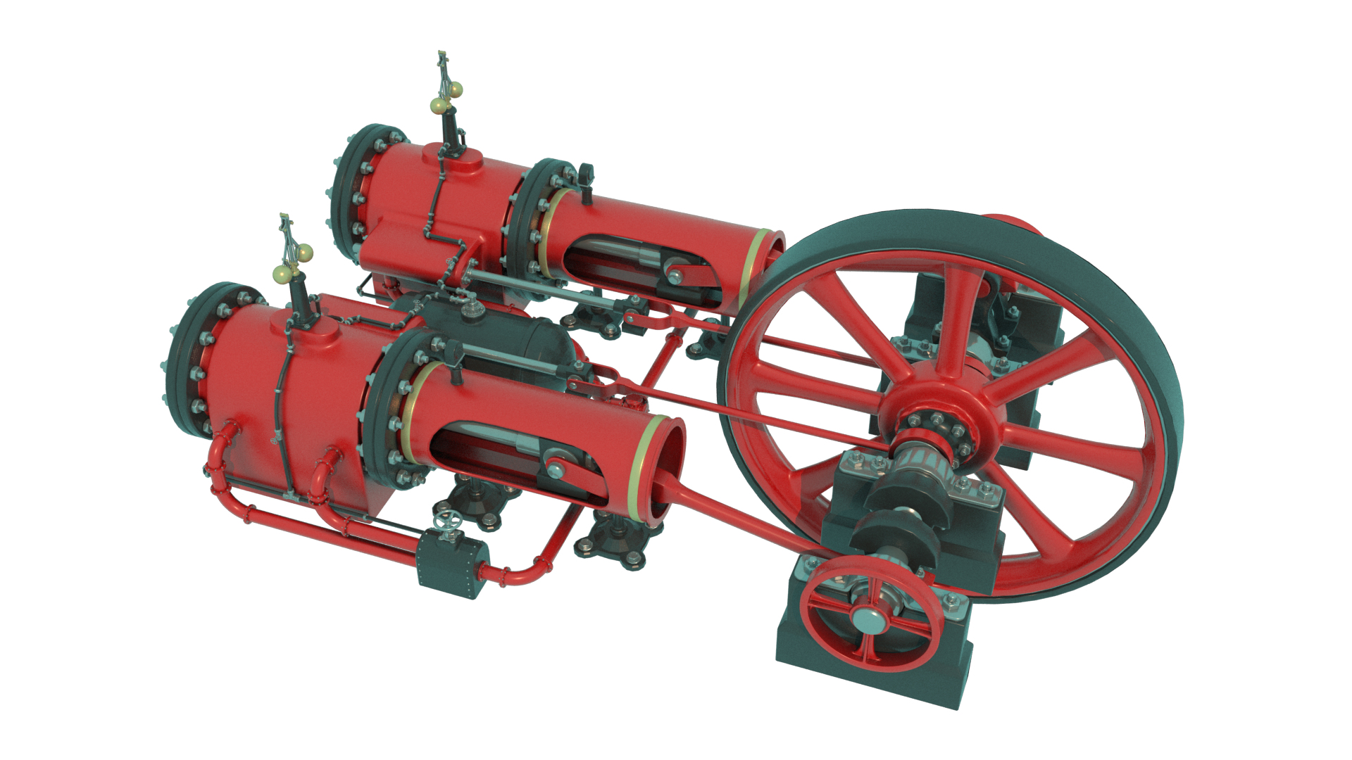 Engine Three Piece With Animation Steam Fuel Electric 3D Model ...