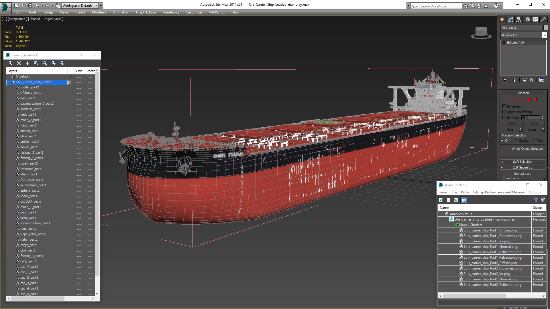 3D Ore Carrier Ship Loaded model - TurboSquid 1900306