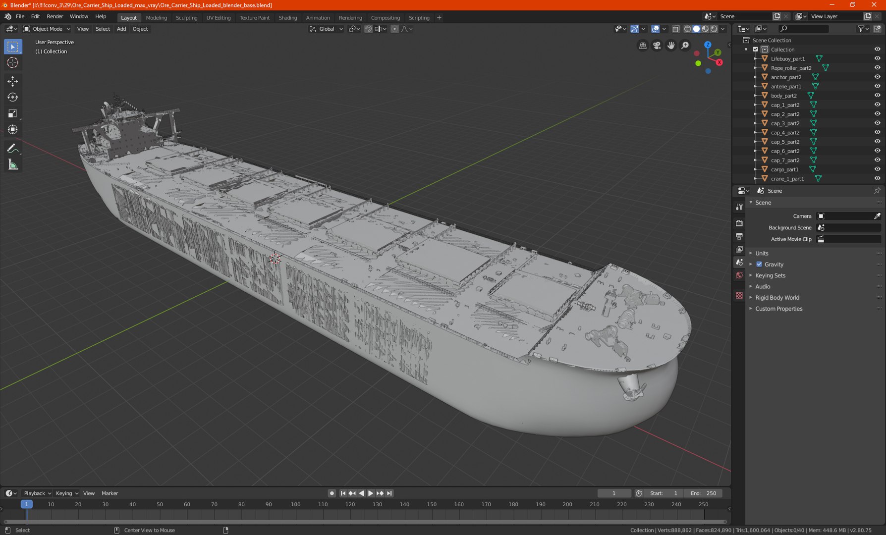 3D Ore Carrier Ship Loaded model - TurboSquid 1900306