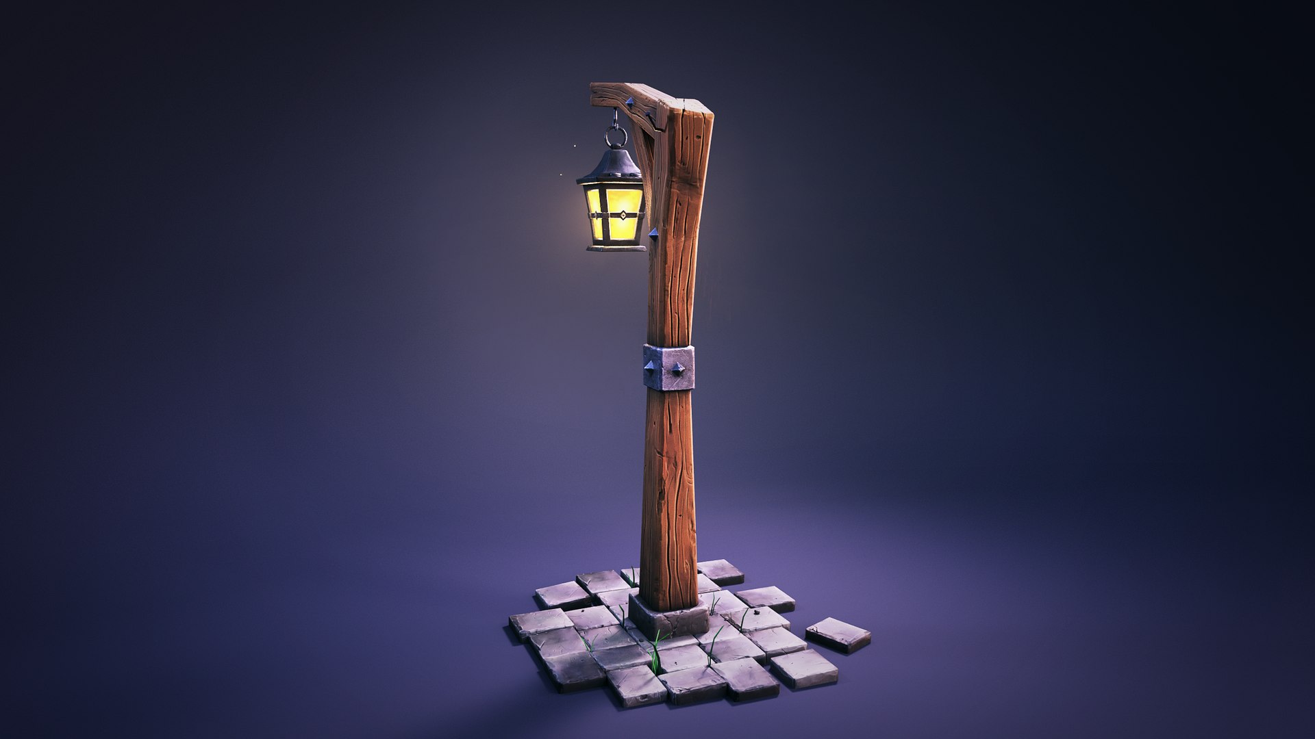 3D Stylized Lantern Pole Lights - TurboSquid 1564618