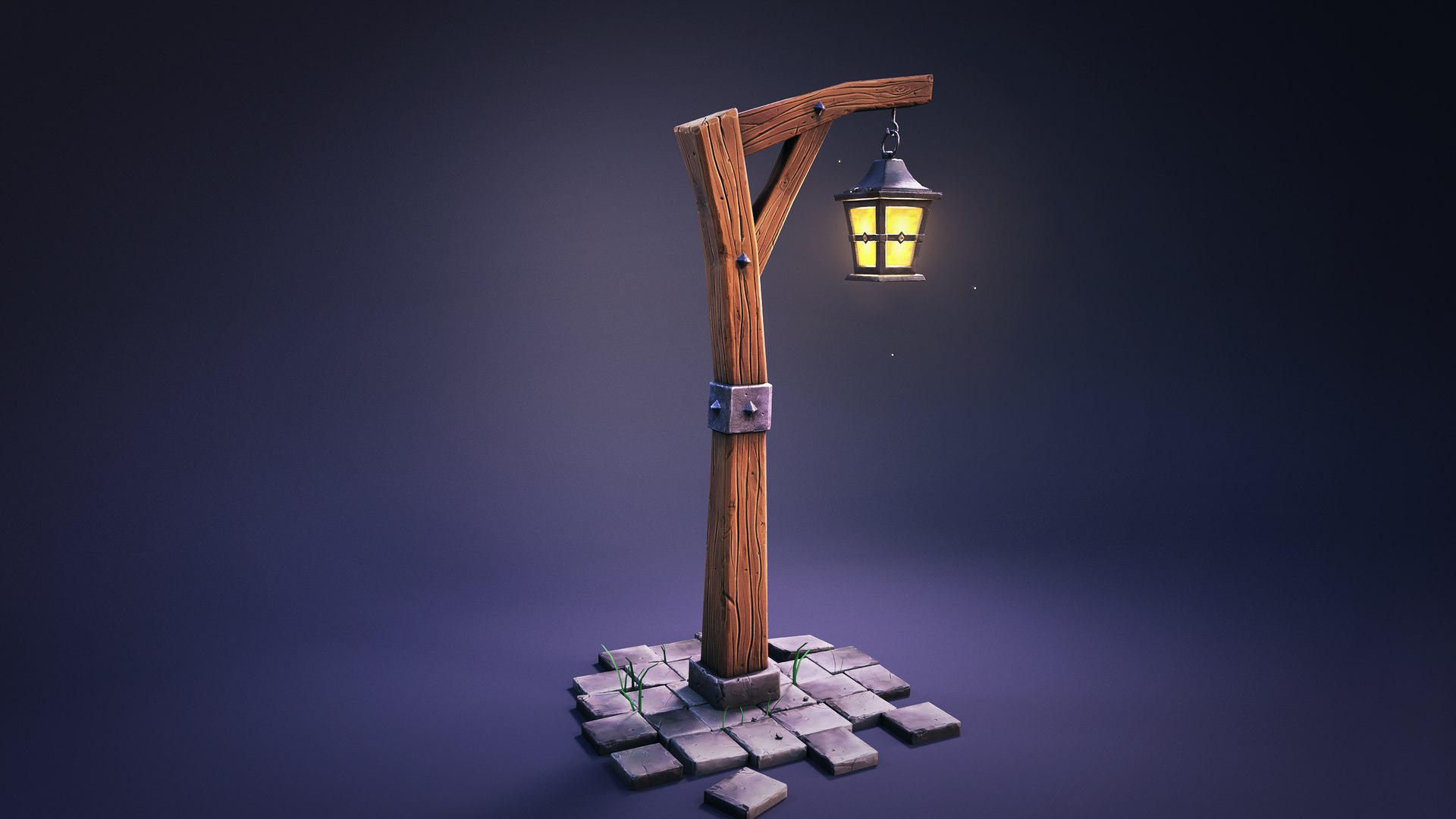 3D Stylized Lantern Pole Lights - TurboSquid 1564618