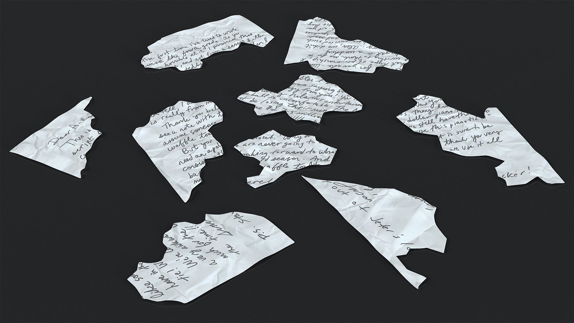 Torn Letter Pieces 3D - TurboSquid 1511247