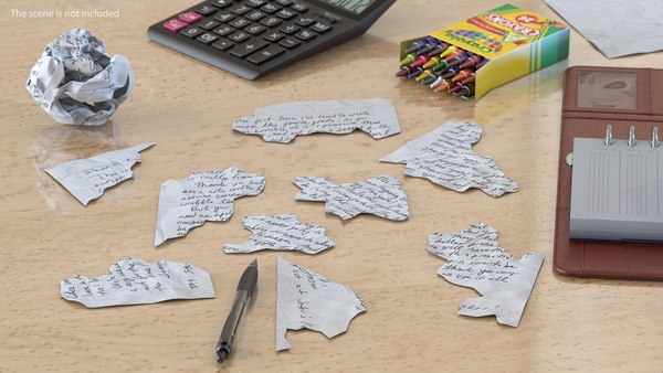 Torn letter pieces 3D - TurboSquid 1511247