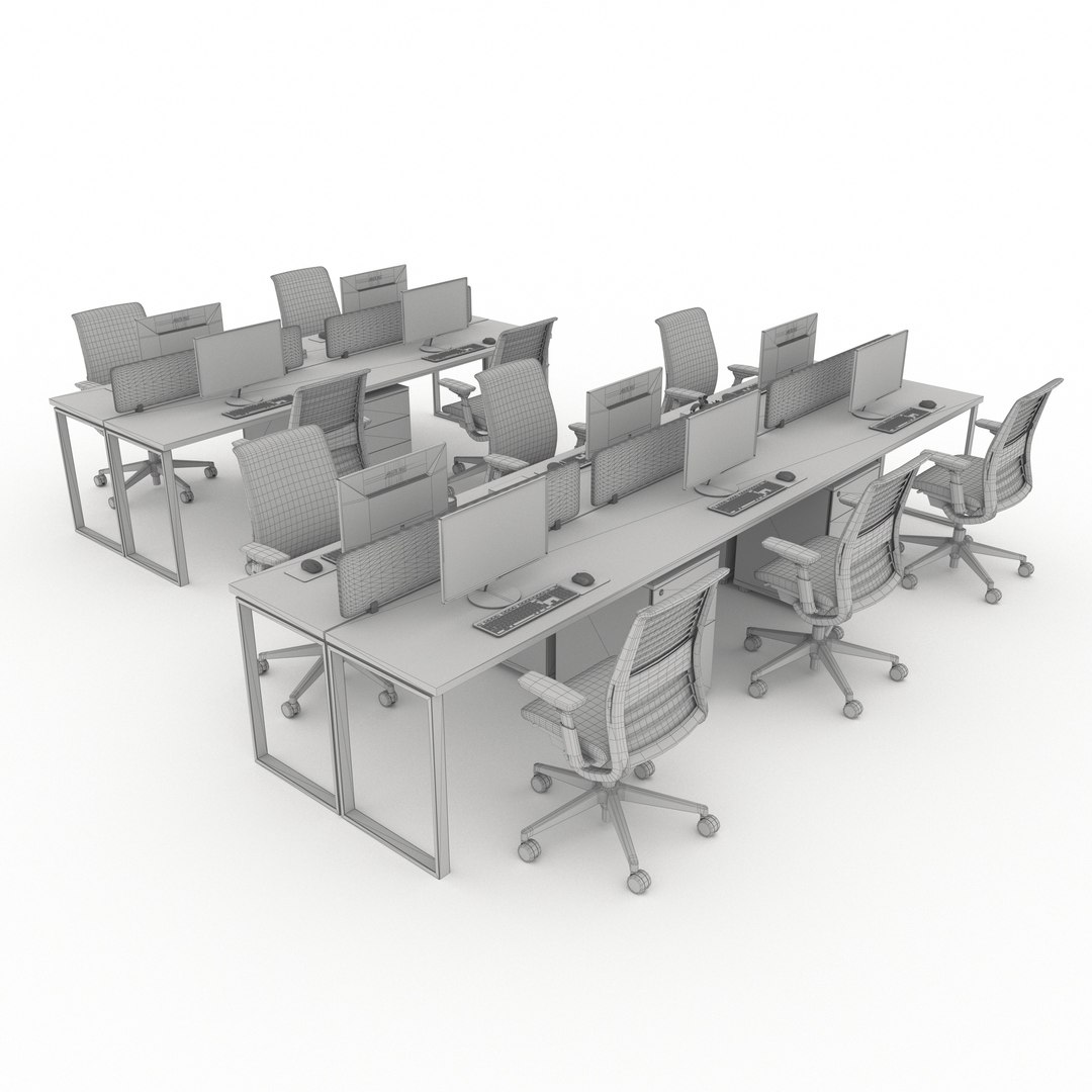 3D Office Workstation-Frame Two Think Chair Low Poly Model - TurboSquid ...