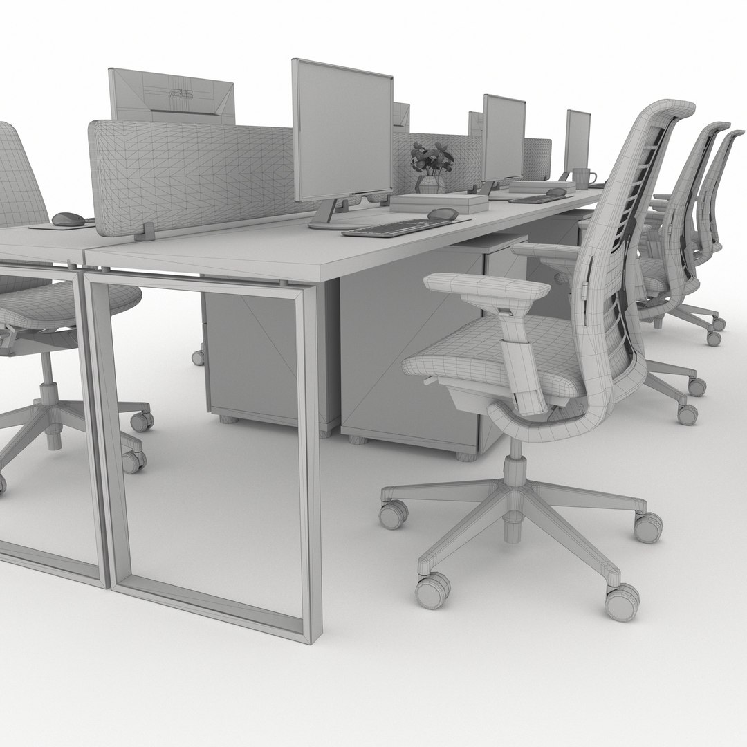3D Office Workstation-Frame Two Think Chair Low Poly Model - TurboSquid ...