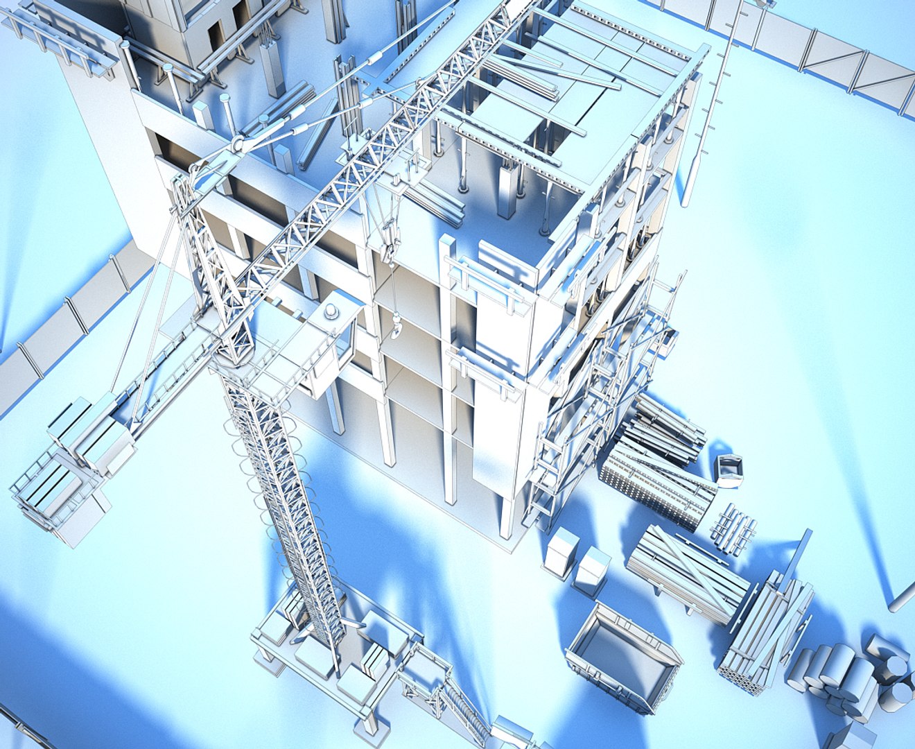 Generic White Building Construction 3D Model - TurboSquid 1406819