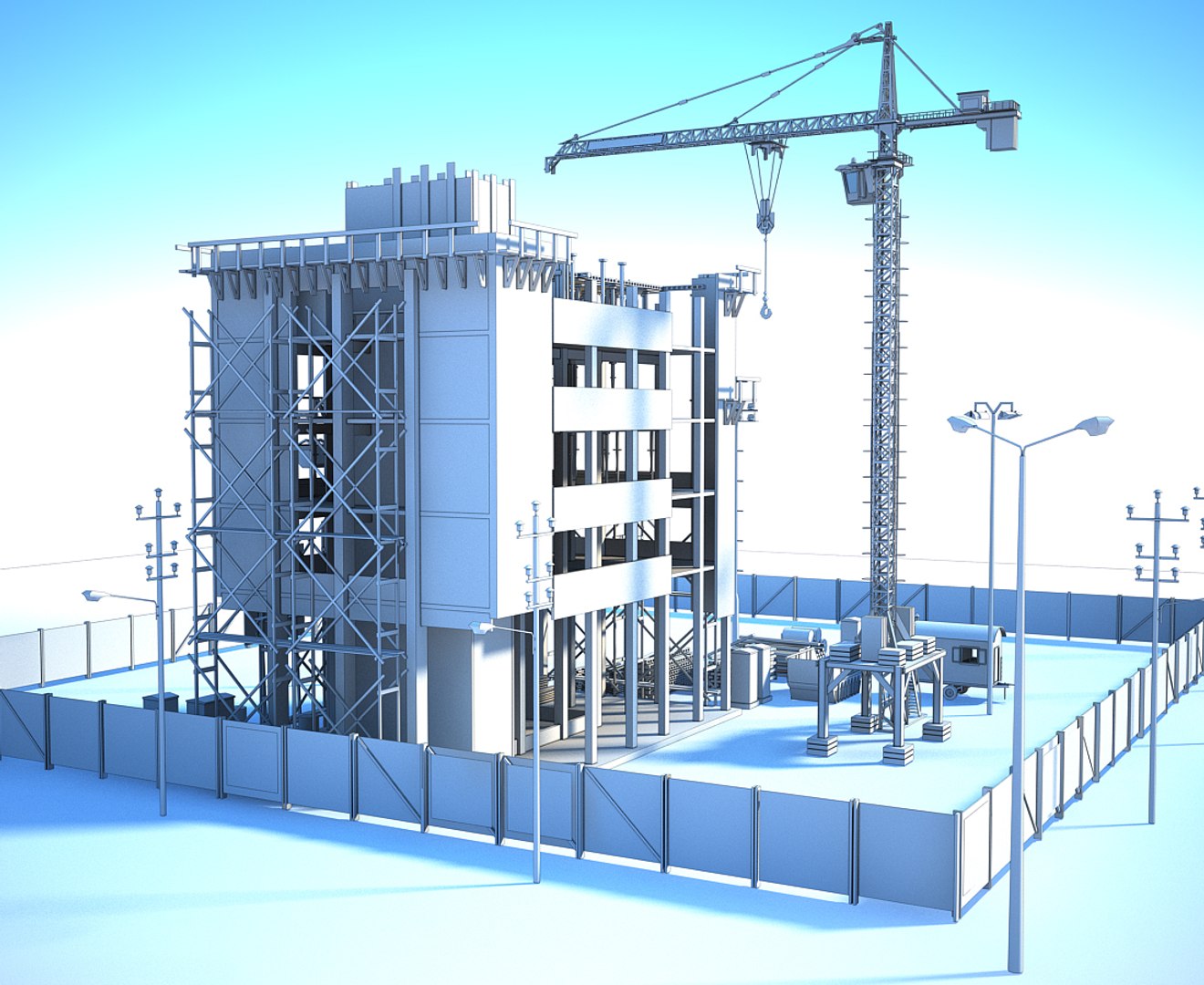 Generic White Building Construction 3D Model - TurboSquid 1406819