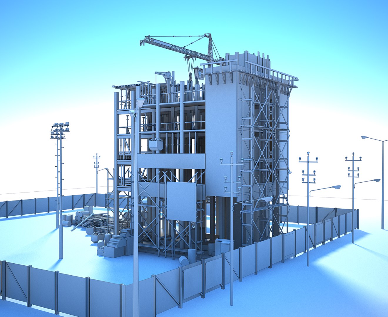 Generic White Building Construction 3D Model - TurboSquid 1406819